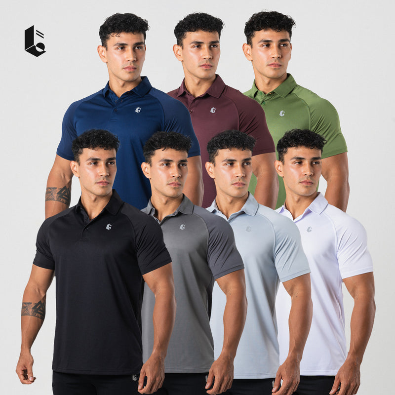 AeroLite Performance Polo Shirt - Black/White/Light Grey/Dark Grey/Bur
